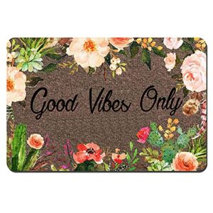 funny doormat custom indoor doormat -good vibes only doormat bath mat welcome mat funny front door mats home and office decorative entry rug garden/kitchen/bedroom mat non-slip rubber 23.6 x15.7 inch