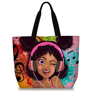 ezyes african american womens tote bag black girl tote bag for women pink large casual shoulder handbag beach bag for work school gym