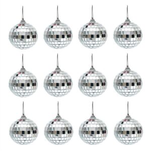 fannuoncc 12 pcs mini disco ball party ornaments christmas tree decoration for holiday wedding party dance and music festivals decoration (2 inch)