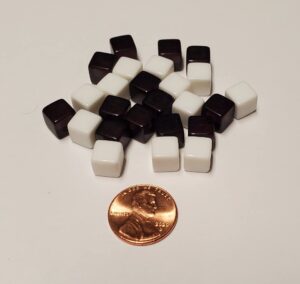 25x very small 8mm counting markers black and white cubes blank dice for tabletop gaming and education