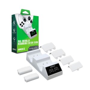 hyperkin armor3 dual controller rechargeable battery station for xbox series x/xbox one(white) - xbox series x