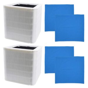 2-pack repalcement particle & activated carbon hepa filters + 4 washable pre-filters compatible with blueair blue pure 211+ and max air purifiers