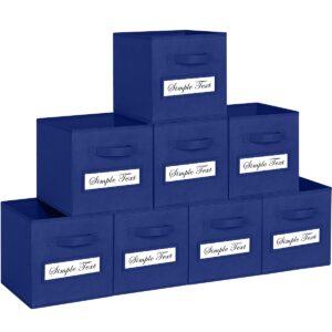 tomcare 8-pack storage cubes foldable fabric cube storage bins with 10 label window cards cloth cube organizer bins storage baskets containers for shelves closet organizers cubby cube storage (navy)