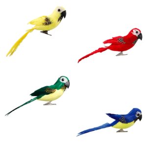 zcfguoi 4 pcs artificial simulation foam feather parrot, mini sparrow ornaments with metal clip, diy craft for wedding and modern home garden zoo ornament