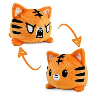 teeturtle - the original reversible wild cat plushie - tiger - cute sensory fidget stuffed animals that show your mood 4 inch