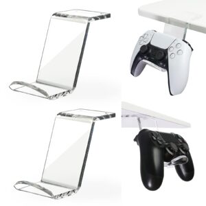 oaprire under desk & desktop controller holder gaming accessories (2 pack), universal controller stand for ps5 ps4 xbox one steam pc (crystal clear)