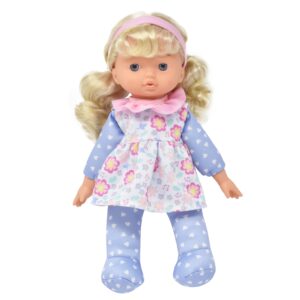 gift boutique soft baby doll, 12 inch girl doll with blond hair, my first doll for infants, toddlers, girls and boys