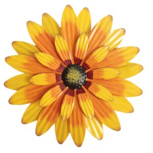 kunjocy metal flower wall art decor retro iron sunflower sculpture garden hanging decoration for home yard indoor outdoor (yellow)