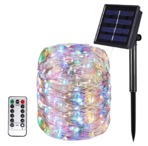 yueruii fairy lights, 50led bee string lights, garden decor, solar powered waterproof outdoor indoor lighting with 8 flashing modes 30.4ft(multi-colored), multicolor