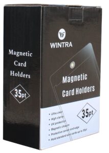 wintra 5 count 35pt magnetic card holder cases, magnet closure card protectors for standard trading cards and regular sports cards