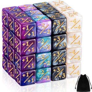 sumind 48 pieces mtg dice counters token dice compatible with magic the gathering dice glitter d6 dice cube loyalty counter dice compatible with mtg, ccg, card gaming accessory (trendy style)