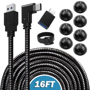 oculus link cable 16ft compatible for oculus quest 2 quest 1 rift s vr headset, high-speed data transfer & fast charging usb c 3.2 gen1 type a to c nylon braided cable for vr headset and gaming pc