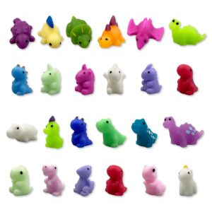 qingqiu 24 pcs dinosaur kawaii squishies mochi squishy toys stress relief toys for kids boys girls party favors birthday gifts