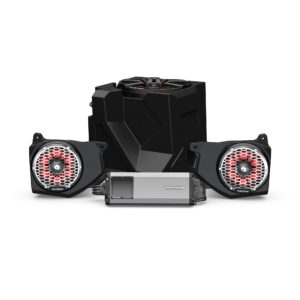 rockford fosgate rngr18rc-stg5 audio kit: ride command interface adapter, 1500-watt amp, m2 color optix multicolor led lighted front speakers & subwoofer for select polaris ranger models (2018-2022)