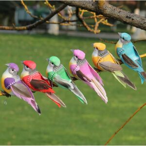 maomia 12pcs artificial simulation foam bird mini feather birds ornaments diy craft for home garden wedding decoration party accessories