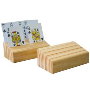 yuanhe solid wood playing card holders - card tray, set of 2