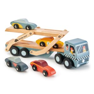 tender leaf toys car transporter - imaginative play gift for children encourage social development and language skills