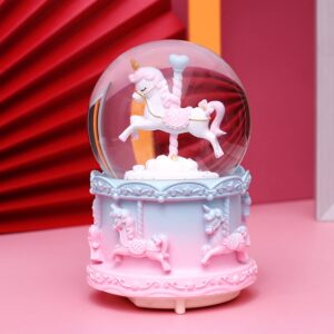 snow globe, 3.14 inch snowglobes with 7 loop musics, gifts for girls age 6-12 years old christmas birthday gifts for girls, snow globes for girls room decor collection