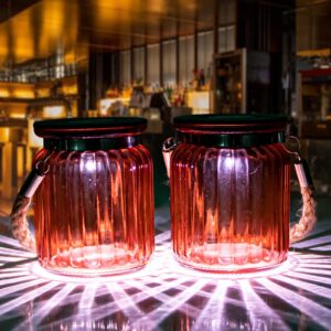 2 pack hanging solar jar lanterns - outdoor solar jar lights waterproof decorative led lights red for patio yard garden party wedding decor