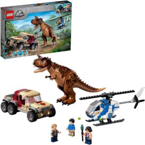 lego jurassic world carnotaurus dinosaur chase 76941 building kit; fun toy playset for creative kids; new 2021 (240 pieces)