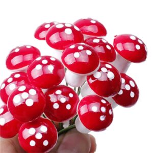 askinds 50pcs/set mini mushroom decoration, miniatures artificial succulent plant pot resin craft decoration for home diy micro landscape decor(red)