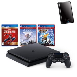 sony playstation 4 console 1tb - with 1 dualshock wireless controller, 3 games (spider-man, horizon zero dawn and ratchet & clank) + 3 month membership for ps4