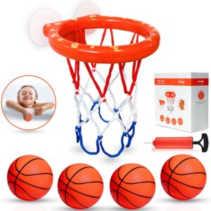 marppy bath toys, bathtub basketball hoop for toddlers kids, boys and girls with 4 soft balls, mold free & strong suction cup, bathtub shooting game & fun toddlers bath toys for boys or girls