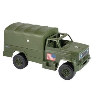 tim mee military cargo truck for action figures - 14in olive green - made in usa