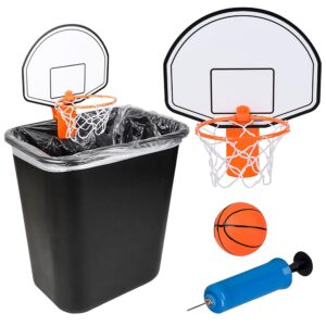 artcreativity trash can basketball set, includes clip-on hoop with backboard, inflatable ball and pump, fun indoor basketball hoop for kids, office toys for adults, great birthday gift idea