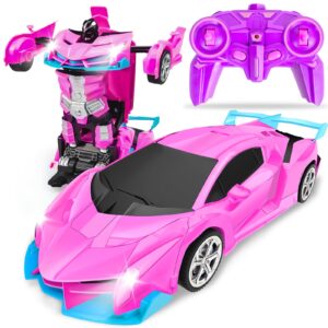 transform remote control car toys for 3 4 5 6 7 8+ year old boys girls - 1:18 rc car transformation robot with one-button deformation & 360° rotating drifting, cool toys gifts transforming robot car