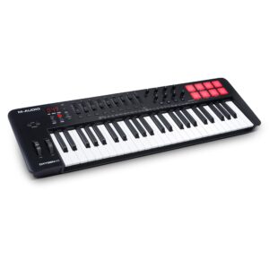 m-audio oxygen 49 (mkv) – 49 key usb midi keyboard controller with beat pads, smart chord & scale modes, arpeggiator and software suite included