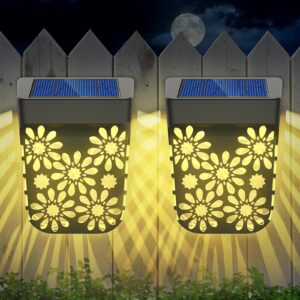 kagoling solar fence lights, solar deck lights outdoor waterproof step lighting led garden decorative for patio, front door, stair, landscape, yard and driveway path, 2 pack