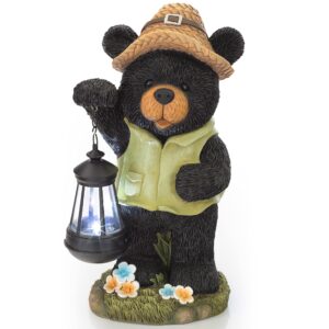 vp home camping bear with lantern solar powered led outdoor decor garden light bear yard statue bear outdoor decor bear yard decor bear statue cedar carved bear with solar lantern garden bear