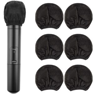 whxgq microphone covers disposable, mic individually wrapped, non-woven, elastic band, no-odor sanitary for recording room, ktv and any shared environment 40pcs (black) v, medium