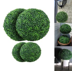 myoyay 4pcs artificial topiary ball 19 inch and 9 inch outdoors 4 layers plant topiary ball faux boxwood balls for indoor backyard garden wedding décor