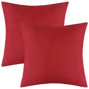 ruisita 2 pack 18 x 18 inches waterproof pillow covers square garden cushion case decorative outdoor throw pillow covers for home garden patio (red)