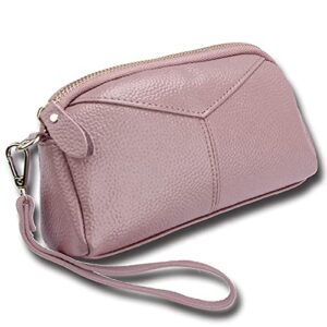 women's genuine leather wristlet clutch cell phone purse