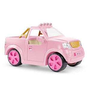 lori dolls – ride & shine pickup truck– pick-up truck for mini dolls – pink car for 6-inch dolls – trailer hitch & openable doors – toy vehicle for kids – 3 years + lo37113c1z