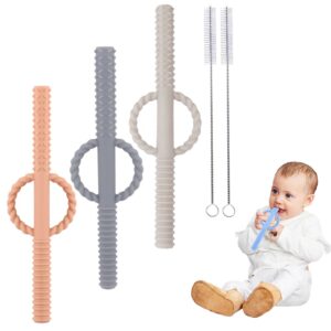 hollow hand teether tubes for baby, silicone baby relief teething toy, chewy tubes toys 3-6 months, teething straws for toddlers