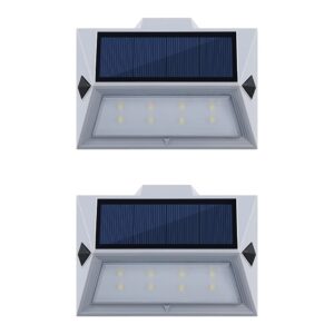 ginkyolux solar deck step lights, 8 leds 3500k warm white, waterproof dusk to dawn stair garden pathway fence railing patio landscape lighting ideal for home safety and beauty, 2-pack