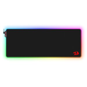 redragon rgb led large gaming mouse pad soft mat with nonslip base, xl size with stitched edges for pc gamer (31.5 x 11.8 x 0.16 inches)