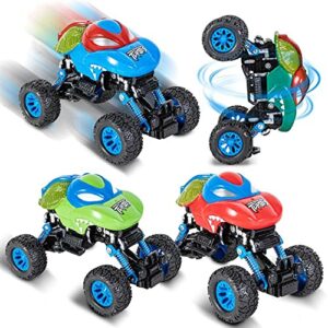 eltuilmp monster trucks toys for boys toddler push car 4 pack pull back car vehicles inertia educational toy cars friction powered cars toys for 3 4 5 6 7 year old boys girls birthday for kids