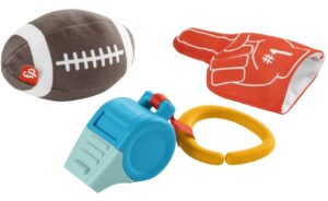 fisher-price tiny touchdowns gift set, 3 football-themed baby toys and teether for infants ages 3 months and up