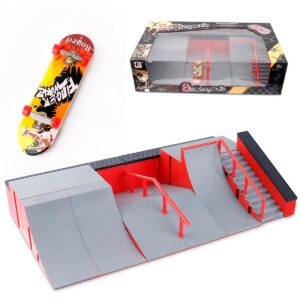 ketiee fingerboard skate park kit: 57pcs finger skateboard ramp set with exclusive 31 ramps 6 mini skateboards & mini bicycles, huge finger skatepark training props toys gifts for kids ages 6 and up