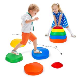 premkid stepping stones for kids, set of 5 pcs balance beam for promote coordination, kids outdoor play equipment, indoor & outdoor toddler sensory toys, obstacle course for kids ages 3 years and up