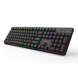 redragon k509 pro wireless gaming keyboard, 2.4g and bluetooth keyboard, rgb backlit with 104 low profile keys for windows pc (black)