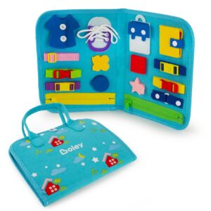 boley felt playboard: foldable felt busy board with fidget activities for kids | montessori educational busy playboard with latches, buckle for learning motor skills and sensory activities | ages 2+