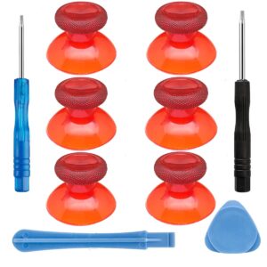 replacement thumbsticks,analog thumb sticks grips for xbox one controller - 6pcs (transparent red)