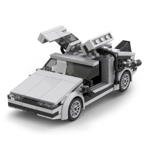 tenhorses delorean time machine building set, back to future building brick toys, classic movie model car in minifig scale, time-traveling building model toys gift for fans and kids(208 pieces)