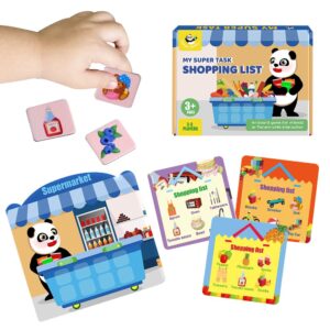 panda juniors memory game, shopping list game educational matching games for kids toddlers ages 3 and up preschool home learning montessori stem board games gift toys